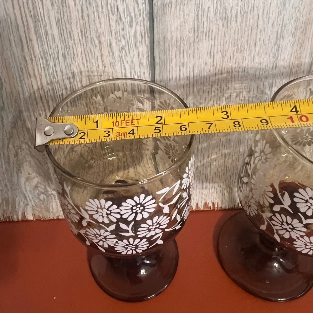 Libby's | Dining | Vintage Libbys Amber Glass Daisy Goblets Floral ...